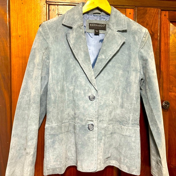 Bernardo | Jackets & Coats | Bernardo Light Blue Suede Jacket With ...